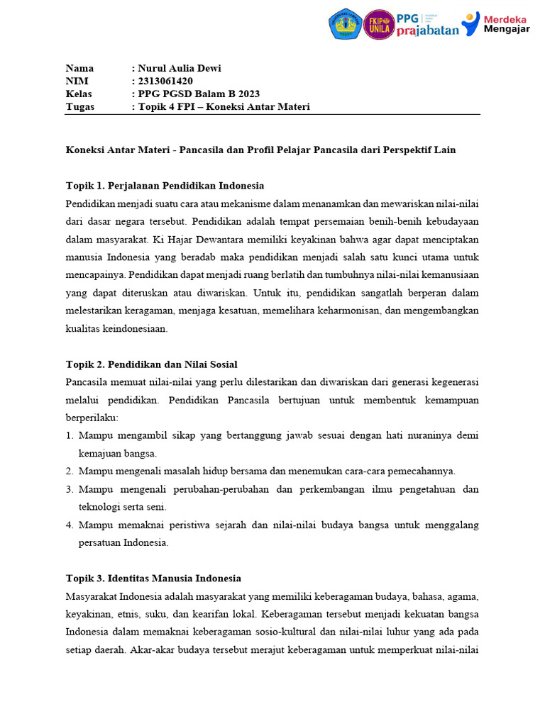 Topik 4 FPI - Koneksi Antar Materi | PDF