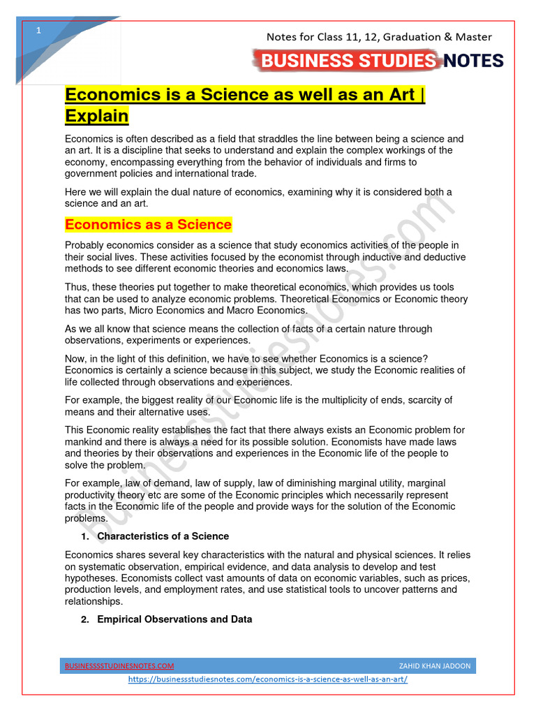 Economics: Science and Art Explained | PDF | Economics | Policy