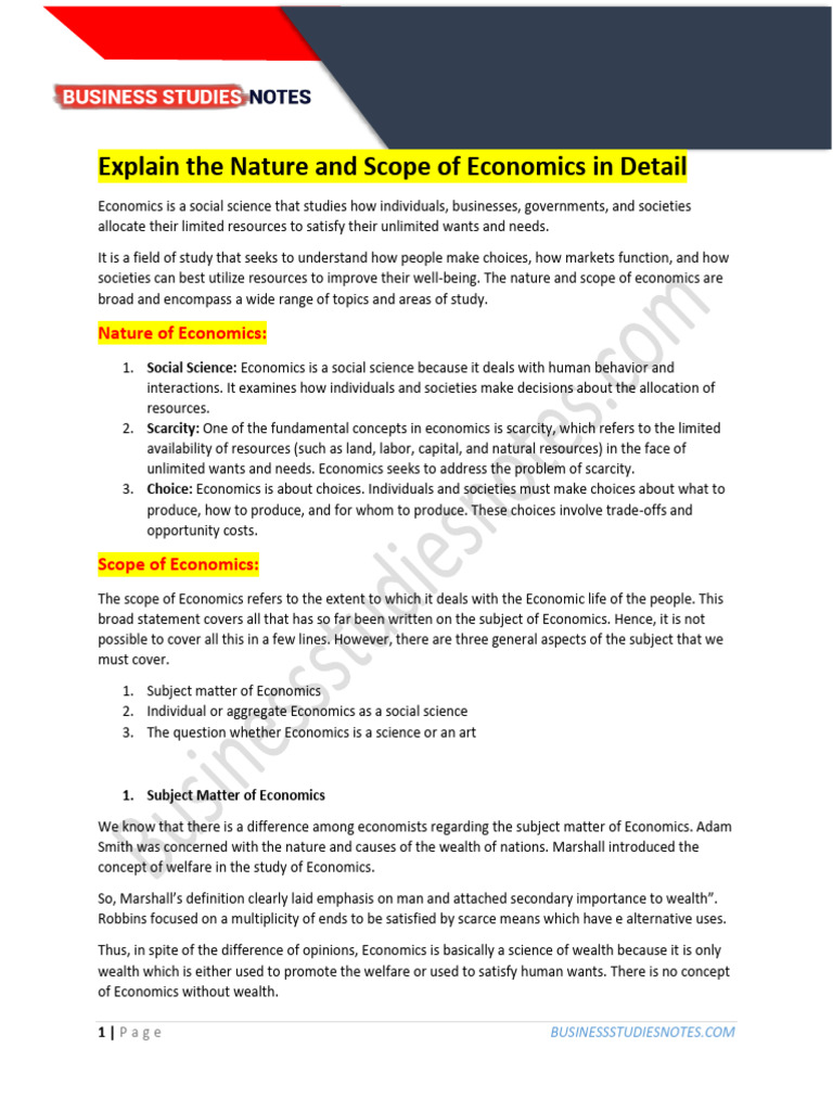 Nature and Scope of Economics Explained | PDF | Economics | Science