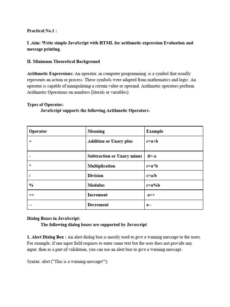 CSS - Practical No 1 | PDF | Java Script | Dialog Box