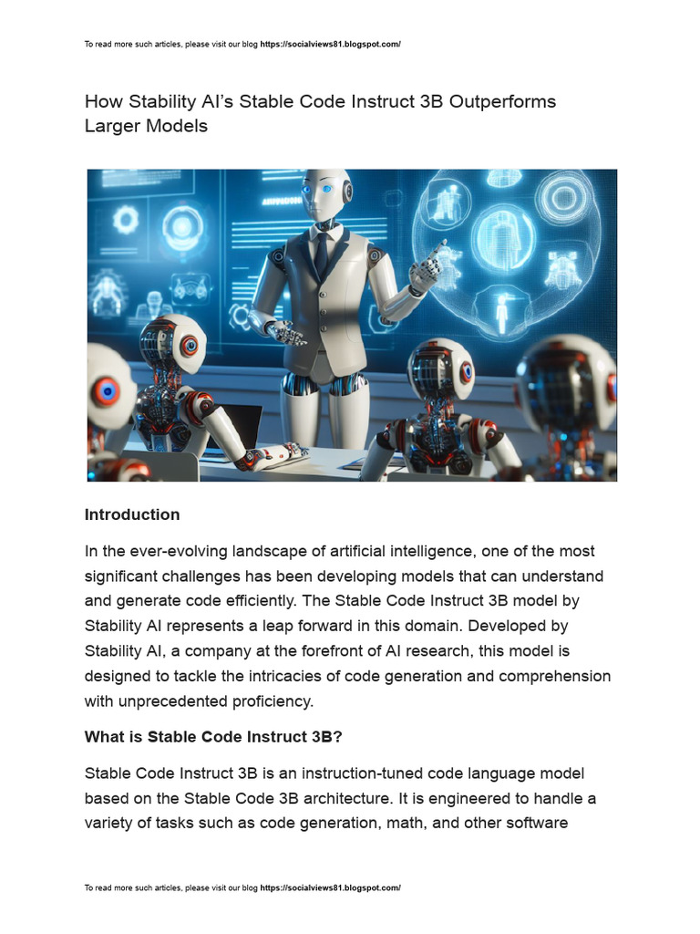 How Stability AI's Stable Code Instruct 3B Outperforms Larger Models | PDF | Computer ...