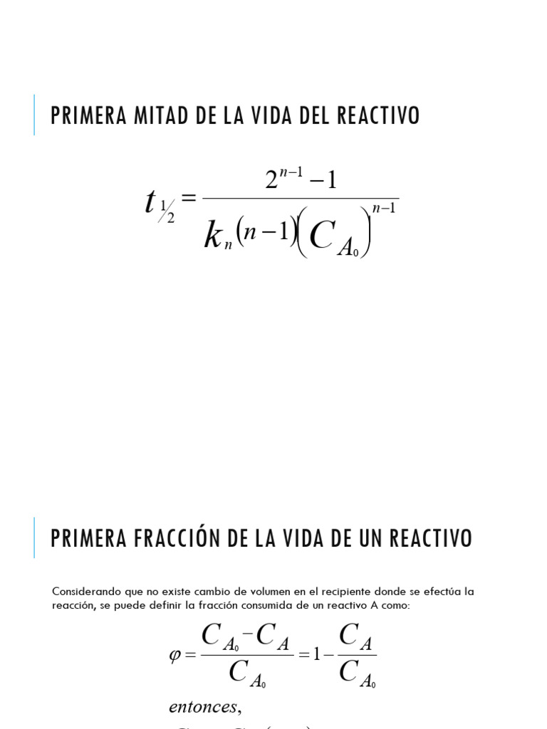 Cálculo de Vida Media de Reactivo | PDF