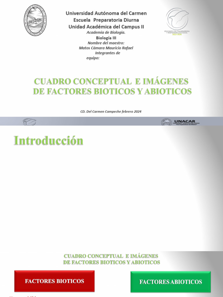 Actividad 1 Cuadro Conceptual Factores Biotico y Abiotico | PDF | Organismos | Naturaleza