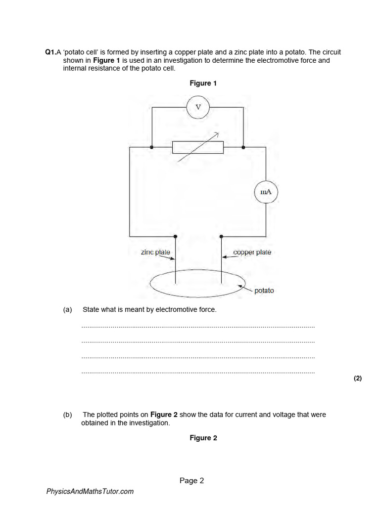 Electromotive Force & Internal Resistance QP | PDF | Voltage | Resistor