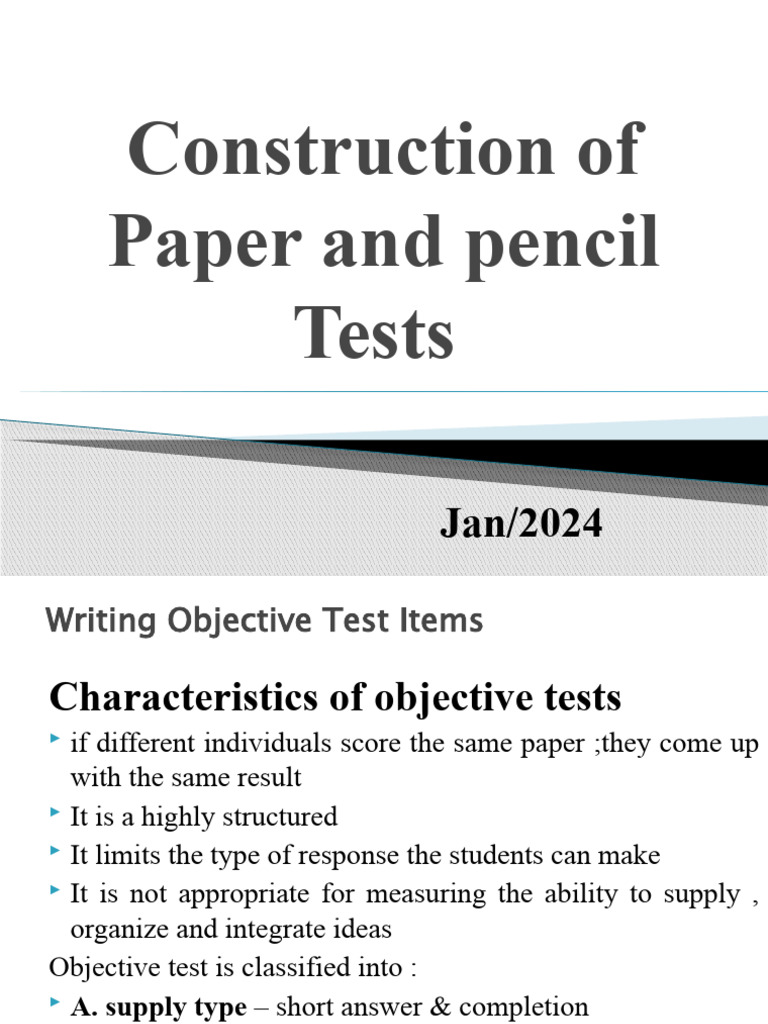 Construction of Paper and Pencil Tests | PDF | Multiple Choice | Water