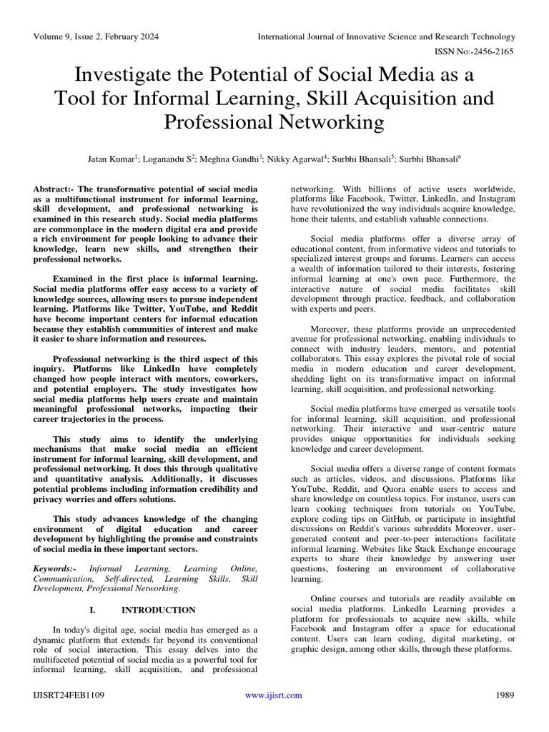 Investigate The Potential of Social Media As A Tool For Informal ...