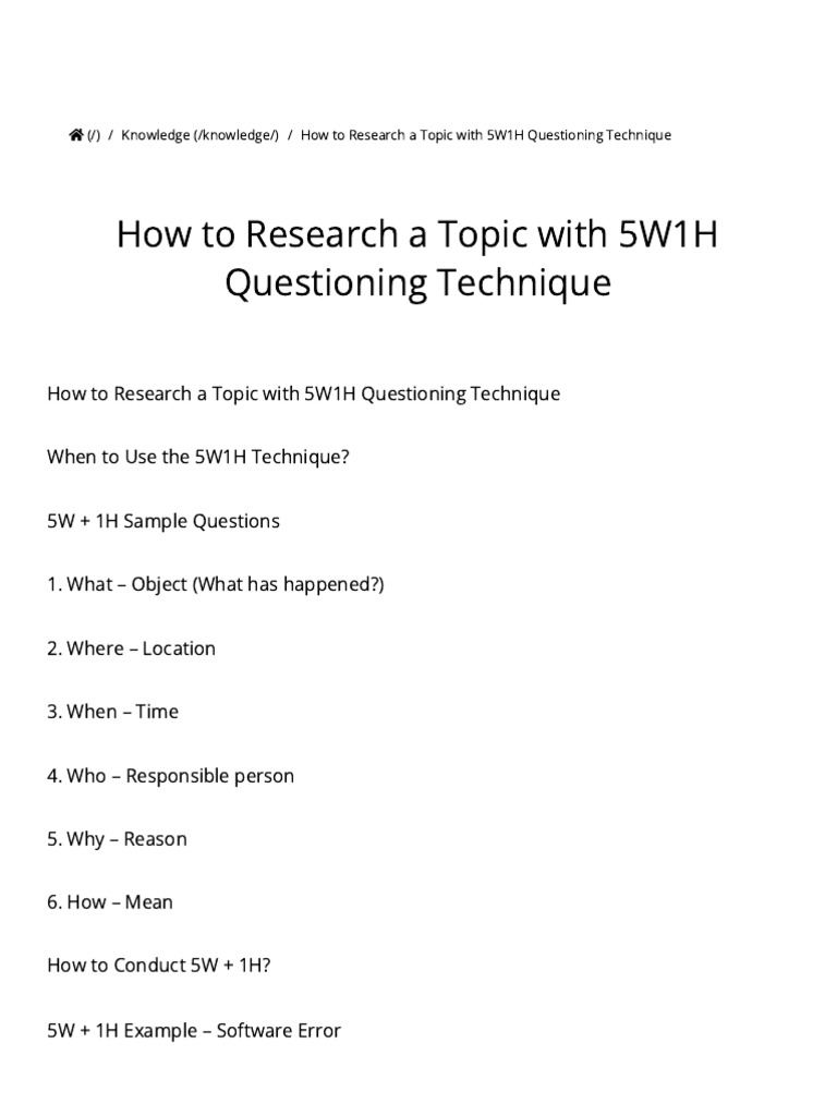 5W1H Research Method Explained | PDF | Knowledge | Computing