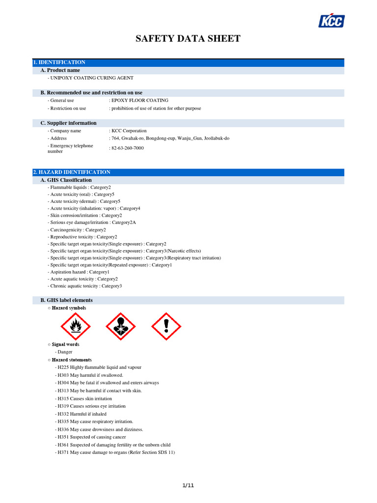KCC MSDS Et5660-Ptb | PDF | Toxicity | Waste Management