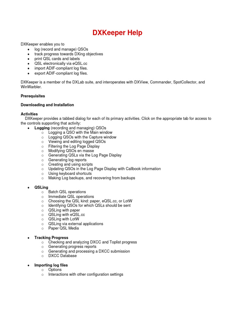 DXKeeper Guide for Amateur Radio | PDF