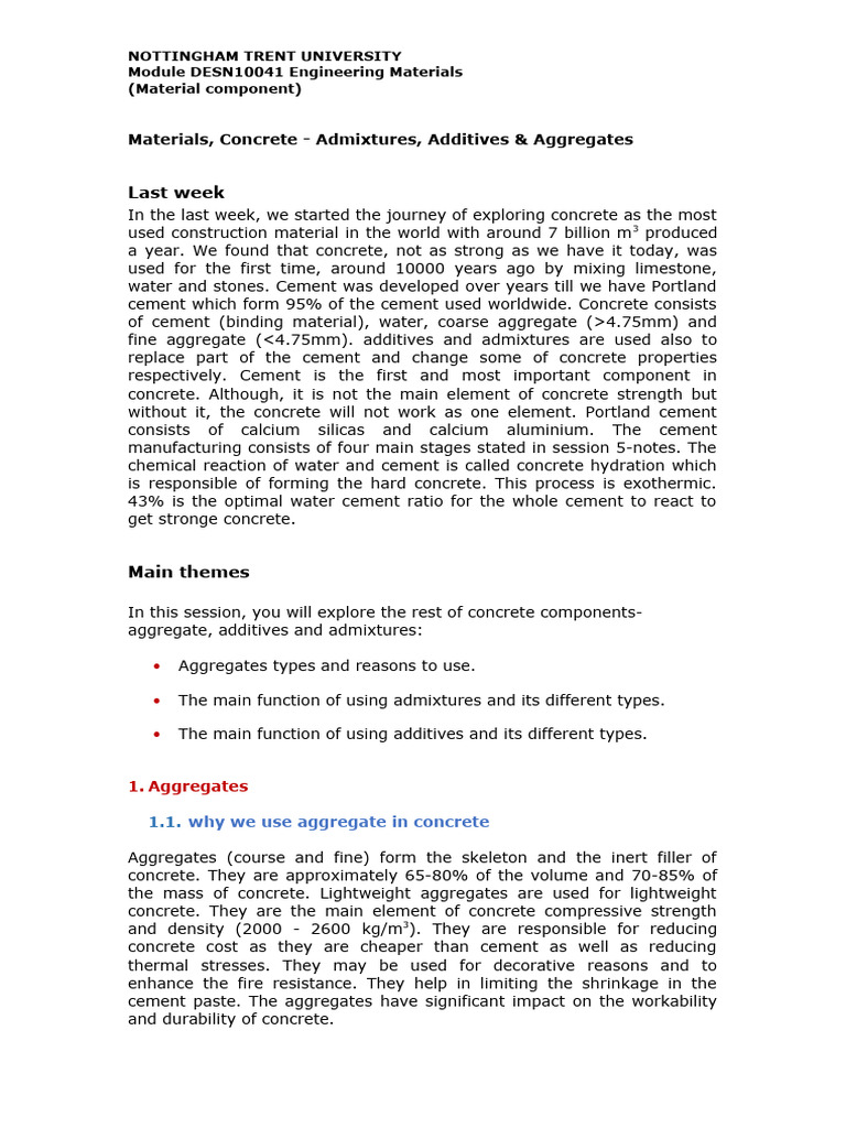 Understanding Concrete Additives & Aggregates | PDF | Construction ...
