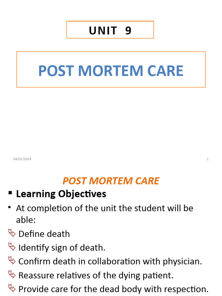 Post Mortem Care | PDF | Autopsy | Medicine