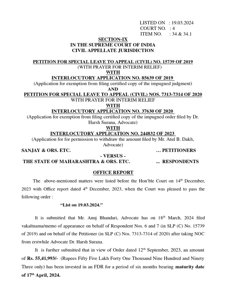 Petition For Special Leave To Appeal (Civil) No. 15739 of 2019 | PDF ...