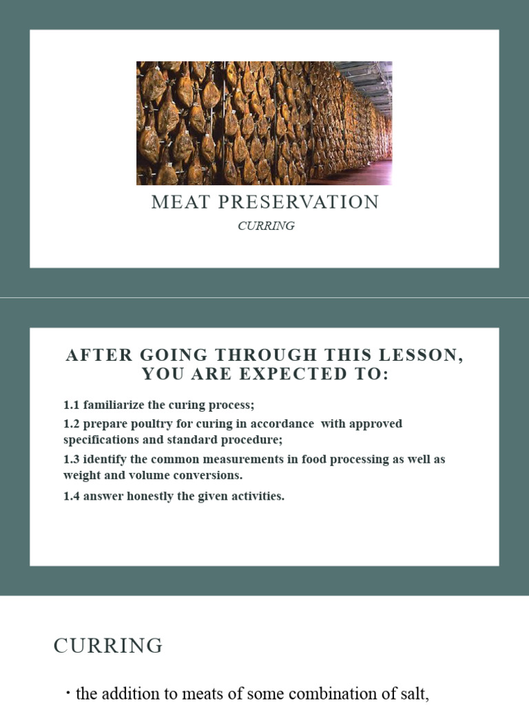 Tle 8 Quarter 3 Food Processing Meat-Preservation - Curring | PDF ...