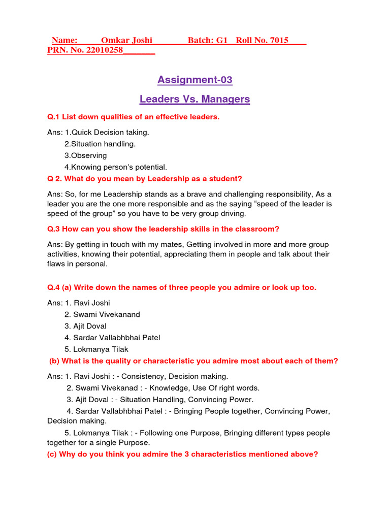 Leadership Qualities and Personal Insights | PDF