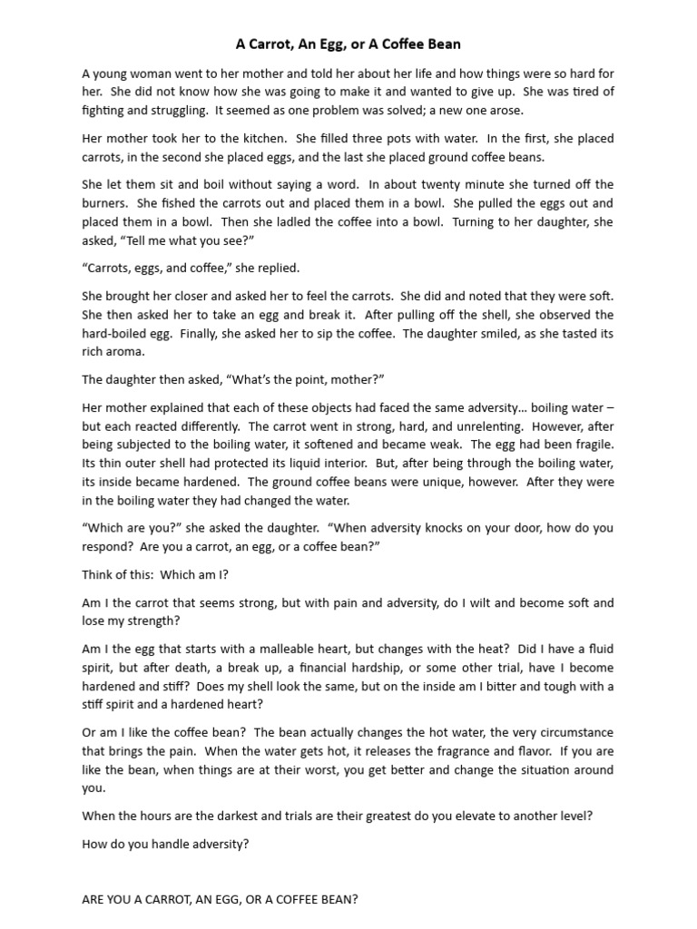 A Carrot, An Egg, or A Coffee Bean | PDF | Coffee