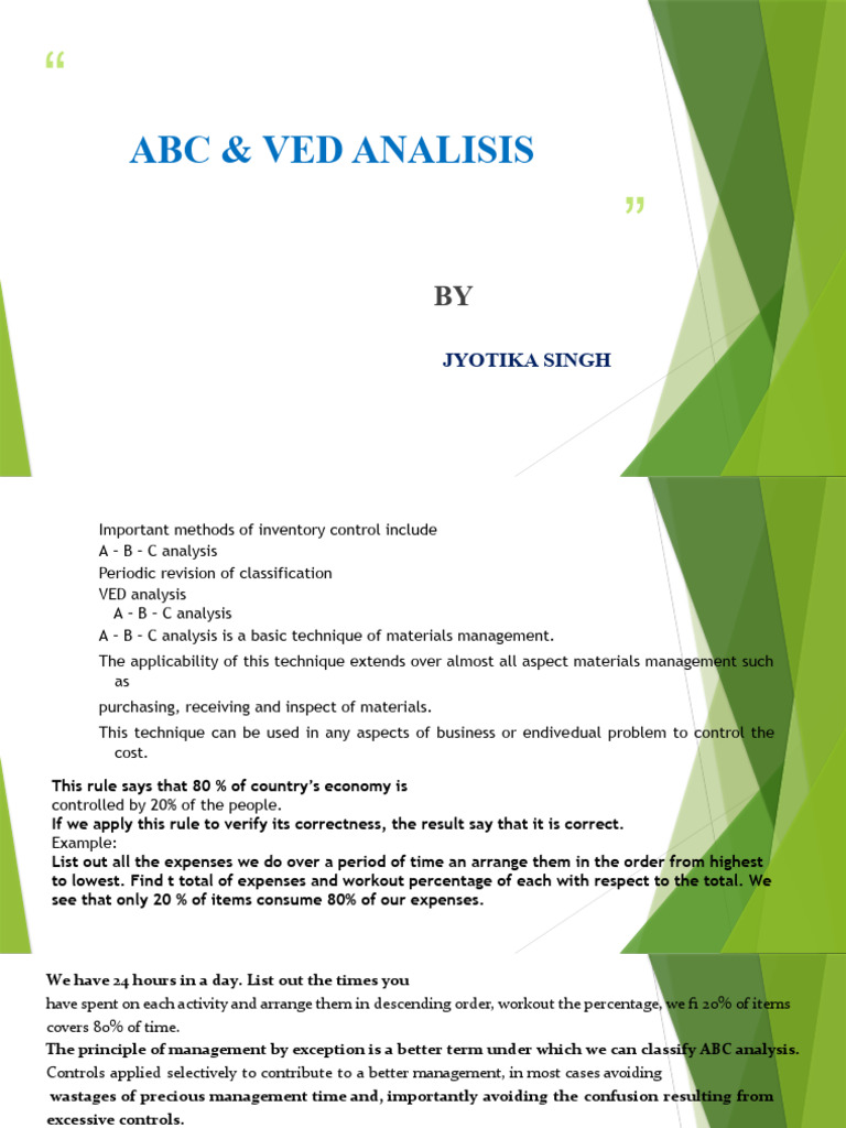 Abc &ved Analisis | PDF | Value (Economics) | Inventory
