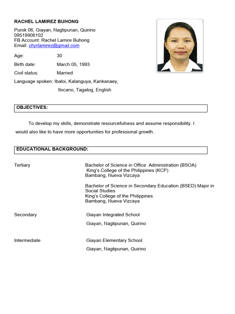 (Rachel Buhong) Resume | PDF