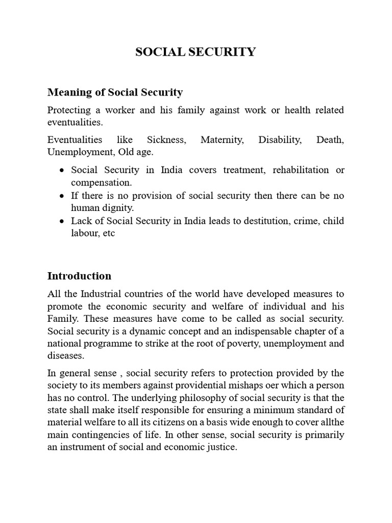 Social Security | PDF | Welfare | Employment