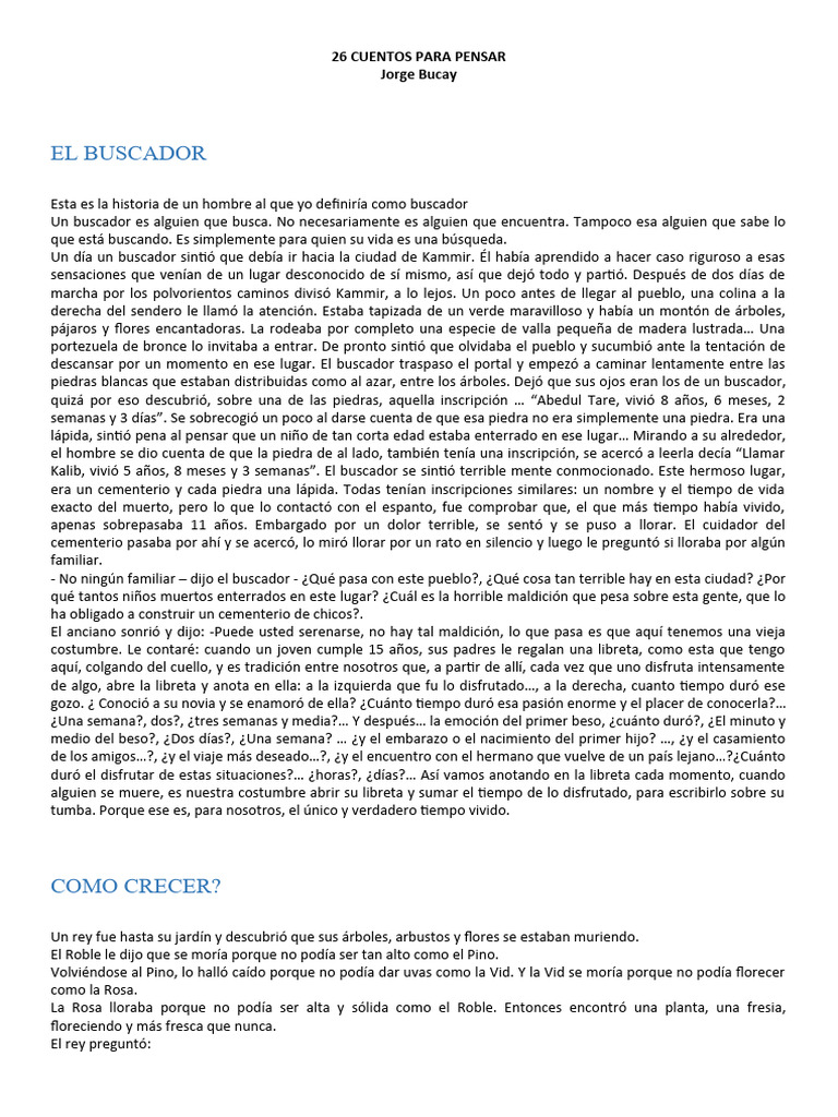 Jorge Bucay - Cuentos para Pensar | PDF | Amor | Osos