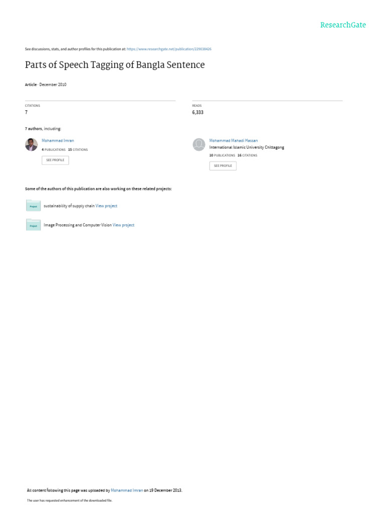 Parts of Speech Tagging of Bangla Sentence | Download Free PDF ...