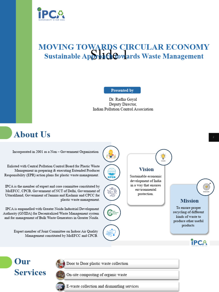Moving Towards Circular Economy - IPCA - DR Radha - v2 | PDF | Waste | Waste Management