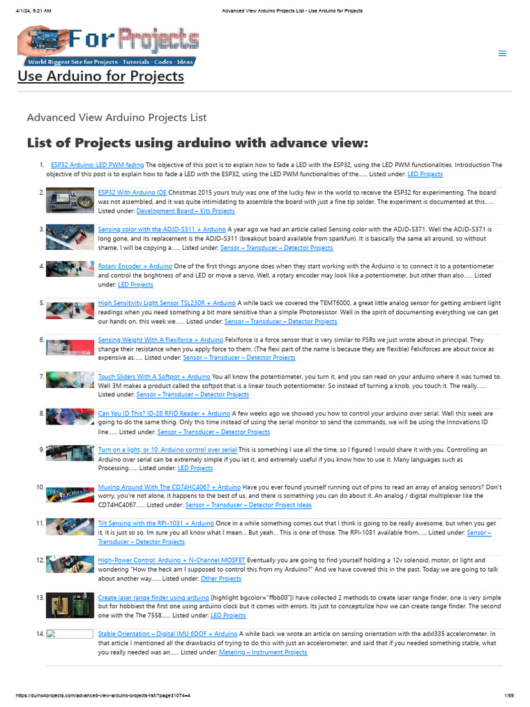 Advanced View Arduino Projects List - Use Arduino For Projects-4 | PDF | Security Alarm | Sensor