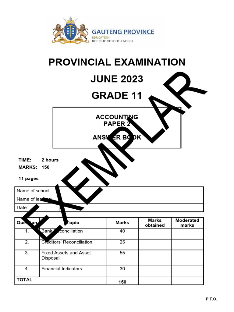 Grade 11 ACC P2 (English) June 2023 Answerbook | PDF | Depreciation | Debits And Credits