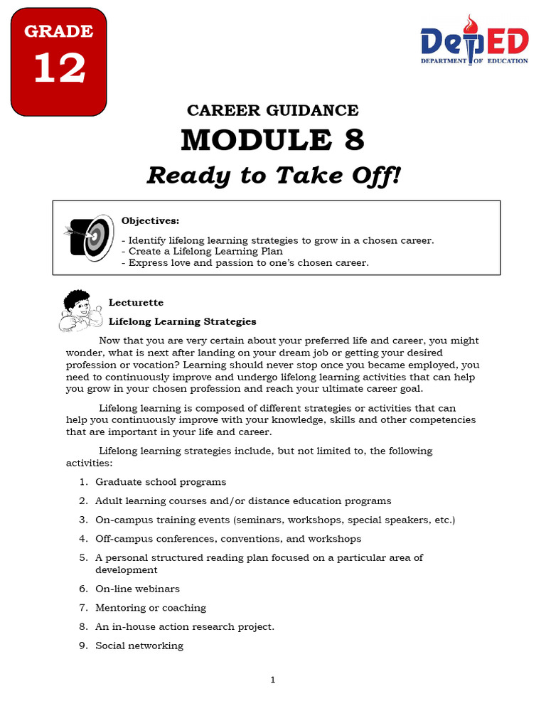 CGP Gr12 Module-8 | PDF | Goal | Learning