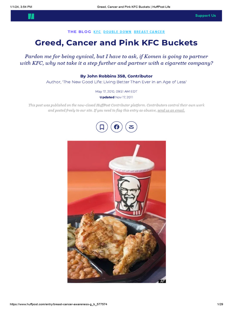 Greed, Cancer and Pink KFC Buckets - HuffPost Life | PDF | Mammography ...