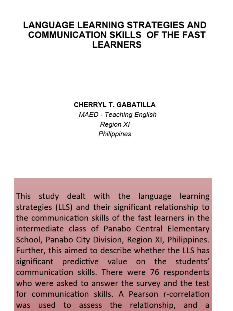 Language Learning Strategies and Com SKills | PDF | Learning ...