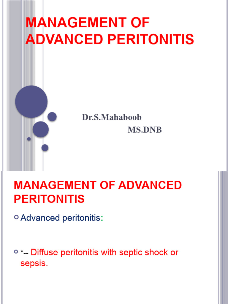Advanced Peritonitis Management | PDF | Sepsis | Shock (Circulatory)