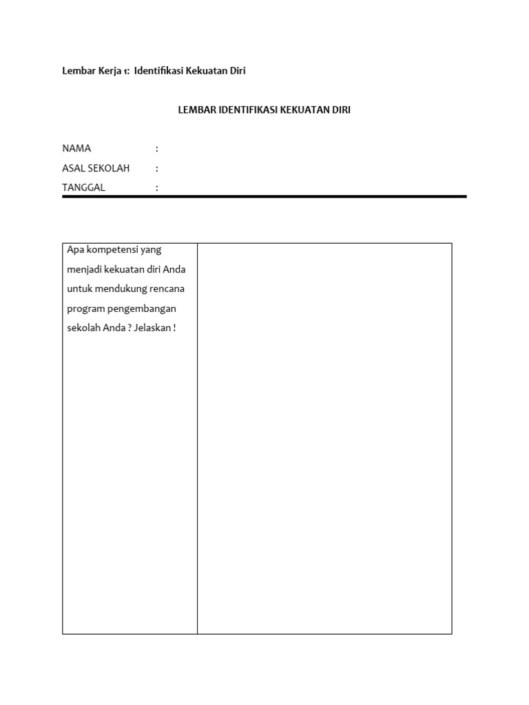 Lembar Kerja 1 - Identifikasi Kekuatan Diri | PDF