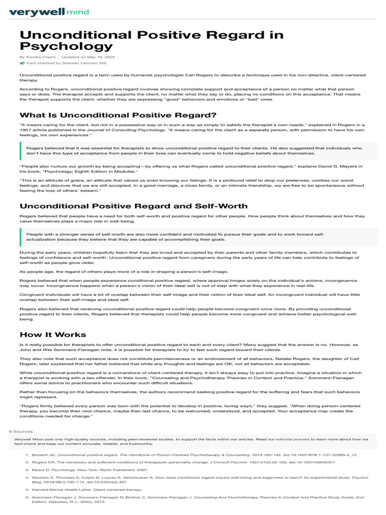 What Is Unconditional Positive Regard 2796005print | PDF