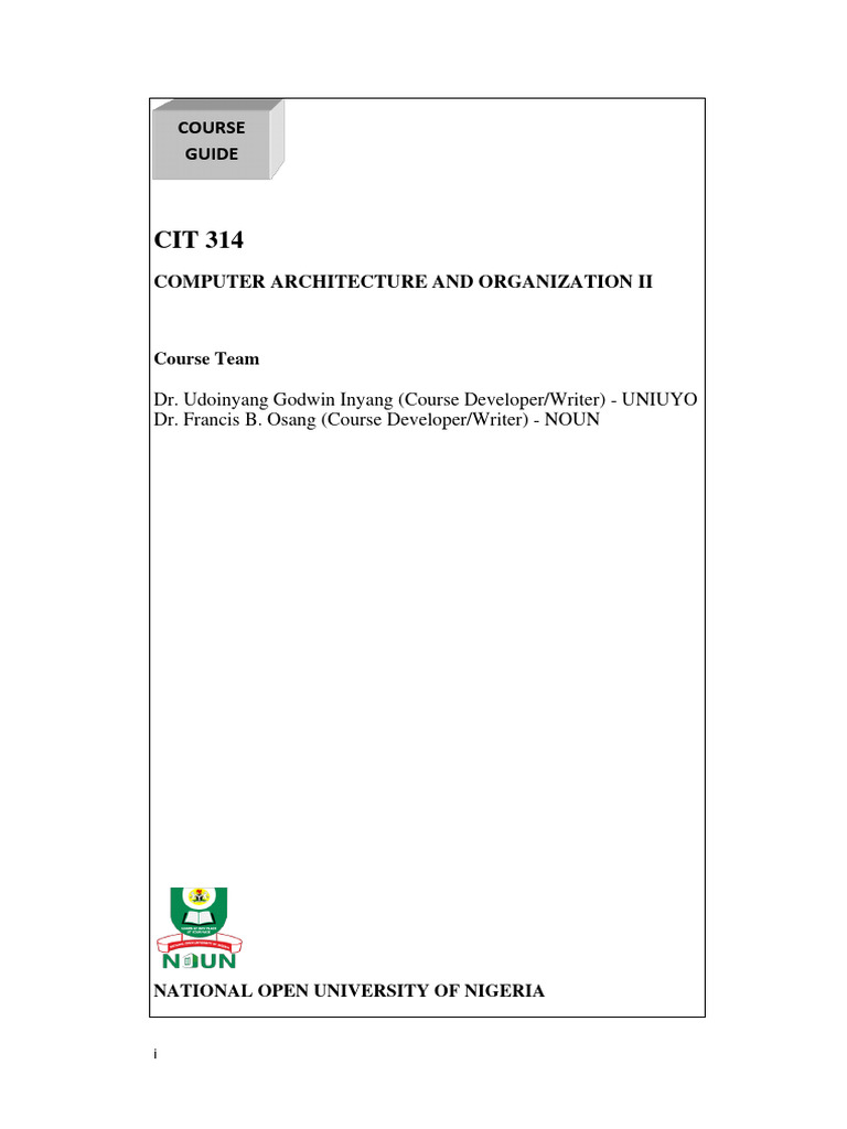 CIT 314 Architecture and Organization II March 24 2022 | PDF | Computer ...