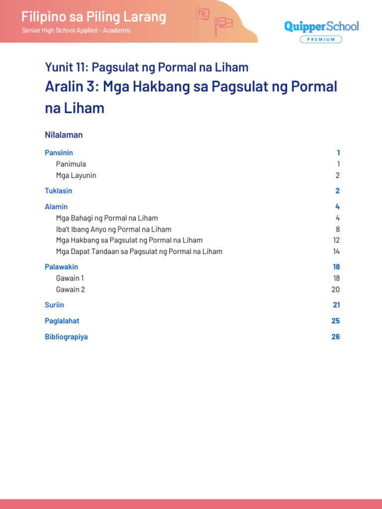 SG - FPL 11 - 12 Q2 1103 - Mga Hakbang Sa Pagsulat NG Pormal Na Liham | PDF