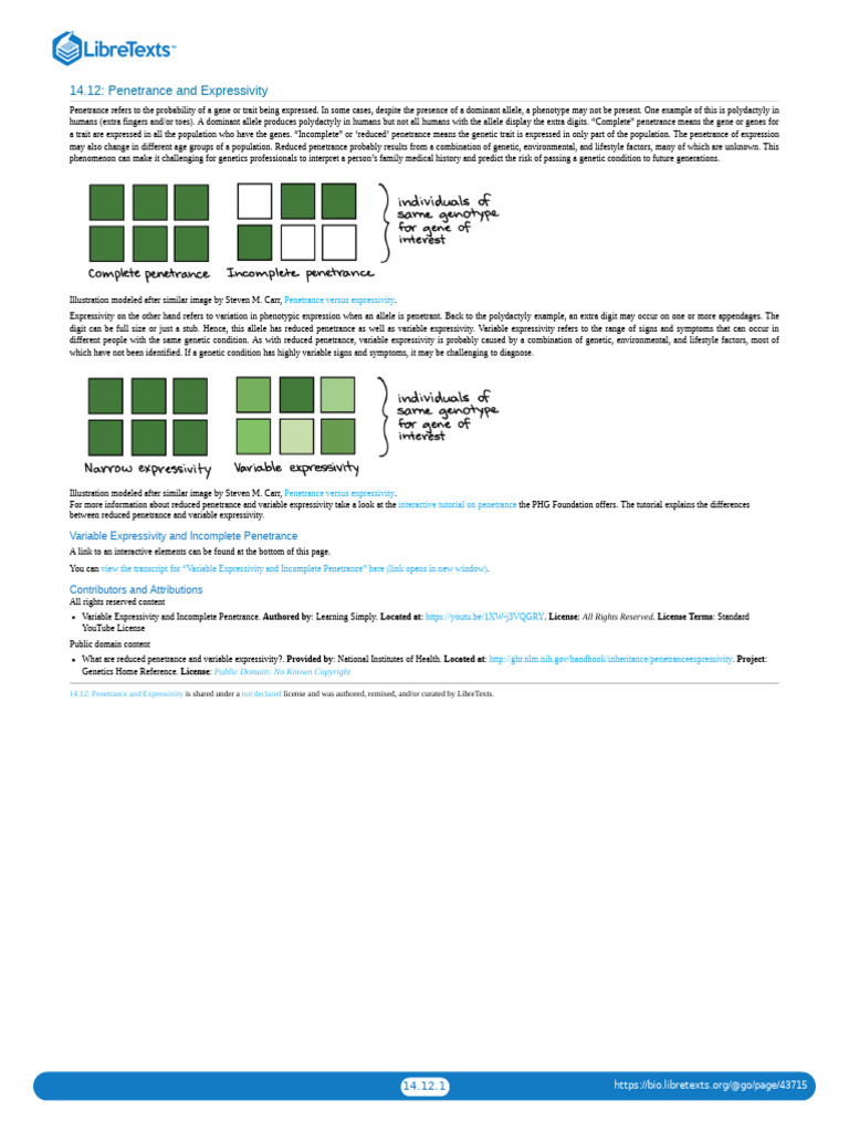 14.12 Penetrance and Expressivity | PDF | Genetics | Phenotypic Trait