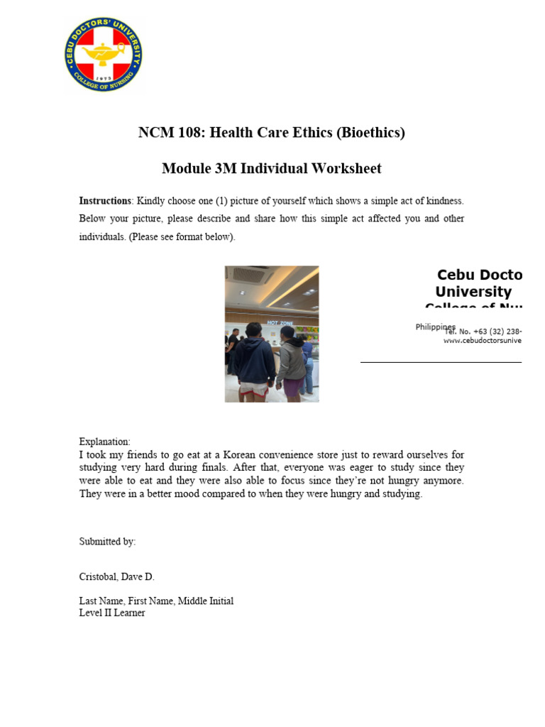 Module 3m Individual Worksheet PDF | PDF