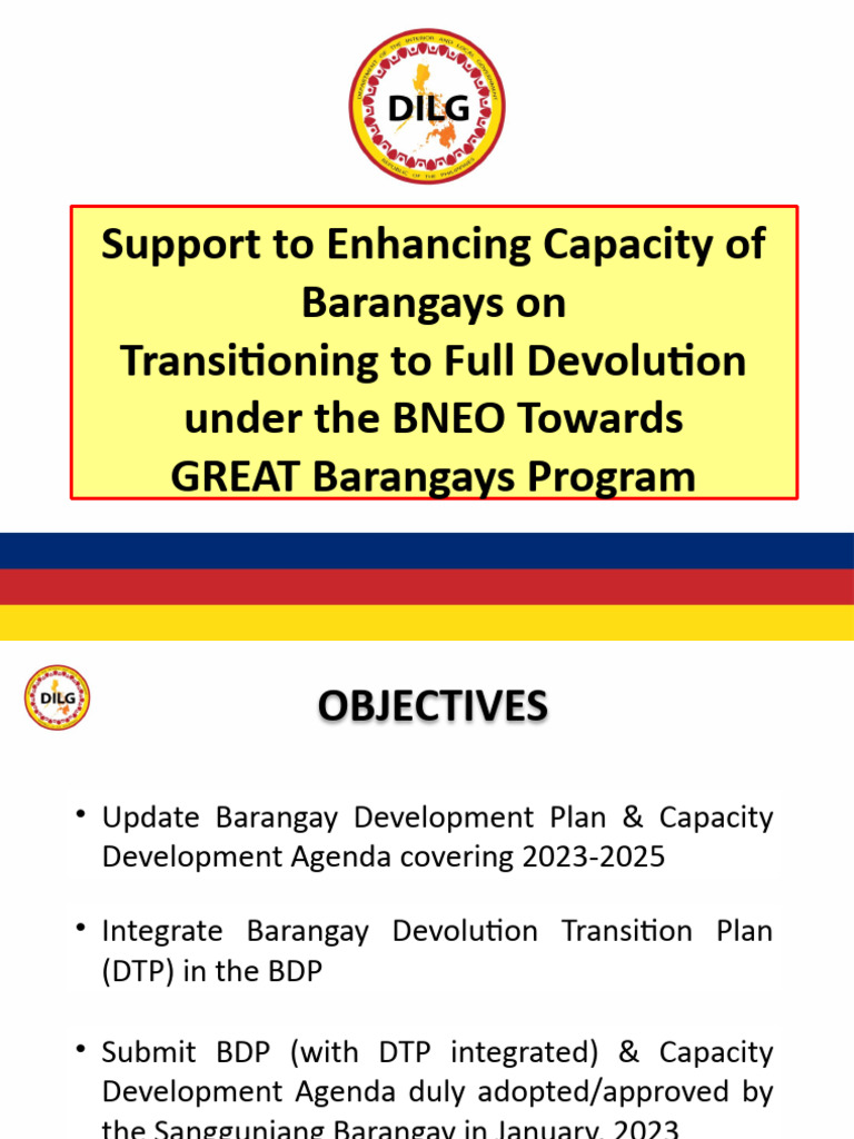 Barangay Development Plan 1 | PDF | Evaluation | Capacity Building