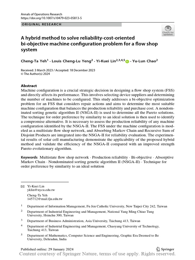 Hybrid Method for Bi-Objective Machine Configuration | PDF | Applied ...