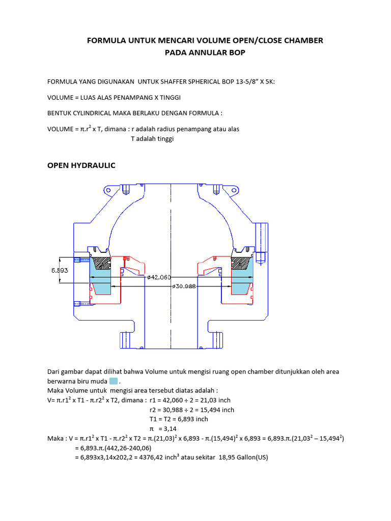 Formula Untuk Mencari Volume Open-Close Chamber Annular Bop | PDF
