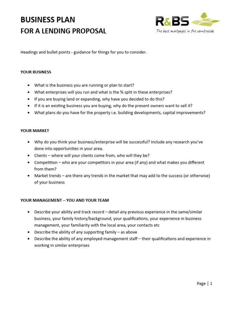 Rural Business Plan Guide - 1 | PDF