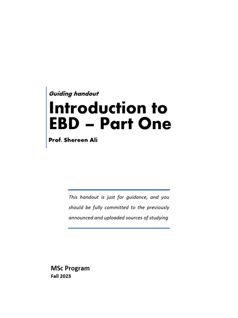Introduction To Ebd Part I Pdf Cohort Study Randomized