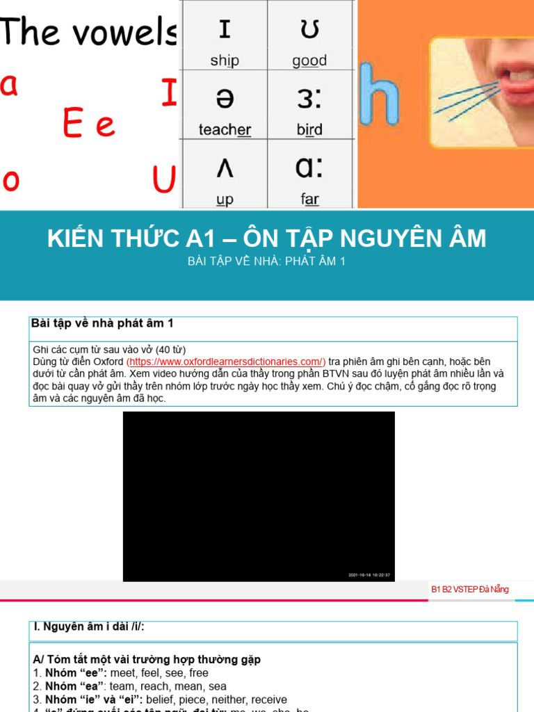 A1 - Pronunciation 1 - Vowels BTVN | PDF