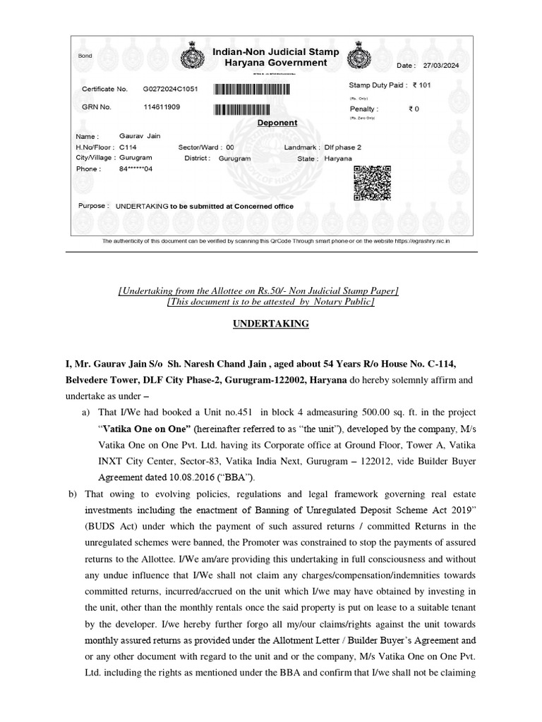Seller New Undertaking-1 | PDF | Lease | Business Law