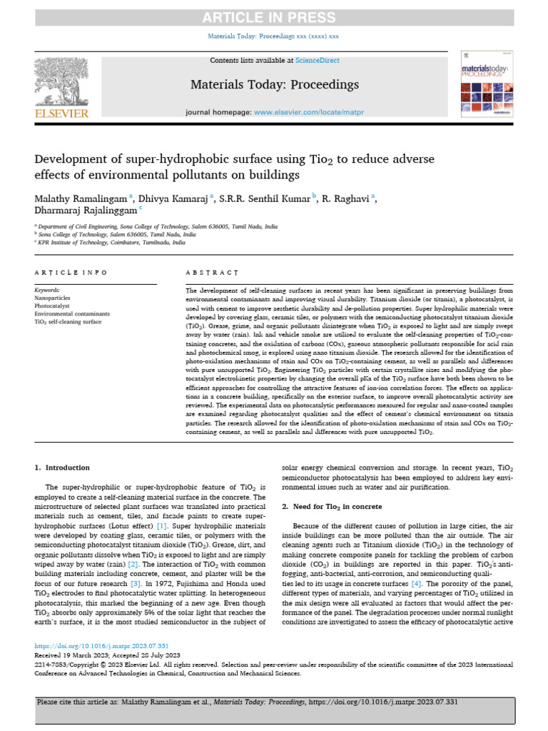 1 s2.0 S2214785323042013 Main | PDF | Titanium Dioxide | Cement