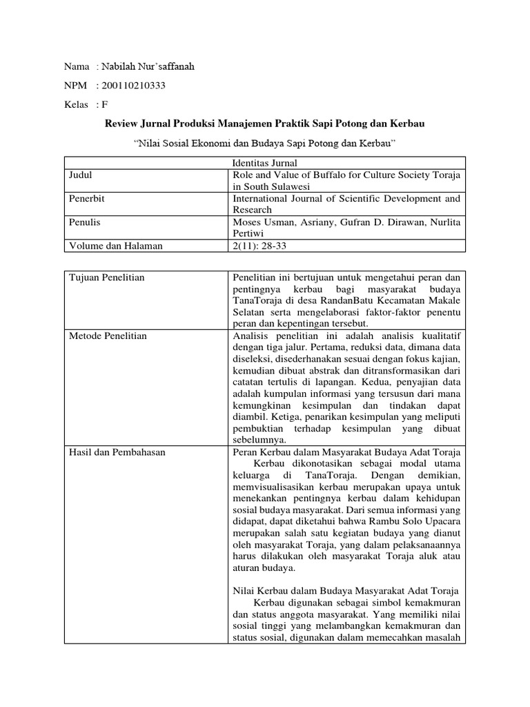 333 - Nabilah Nur'saffanah - Review Jurnal 10 | PDF