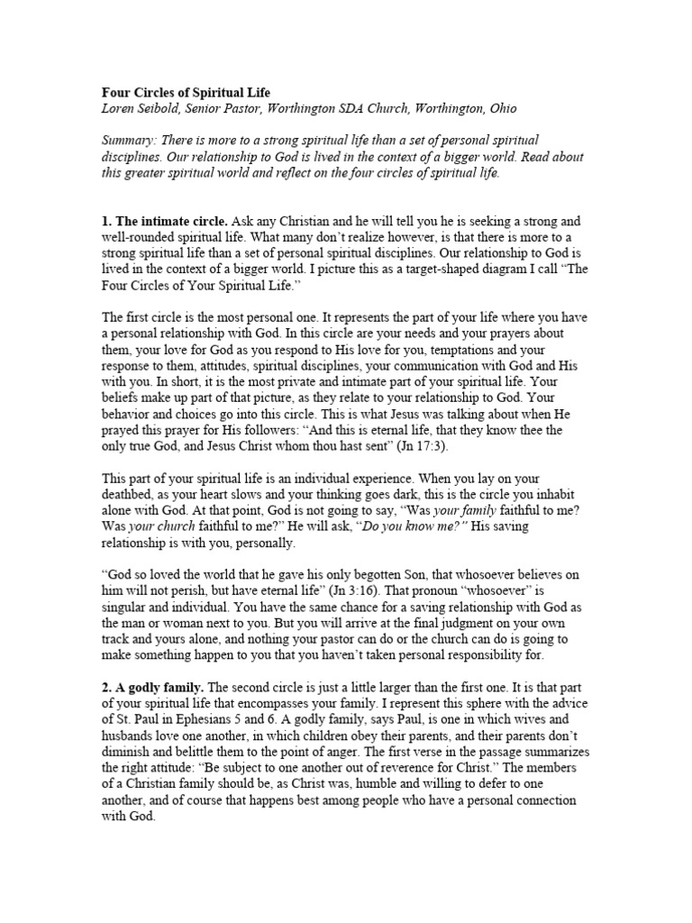 Four Circles of Spiritual Life | PDF | Jesus | Prayer