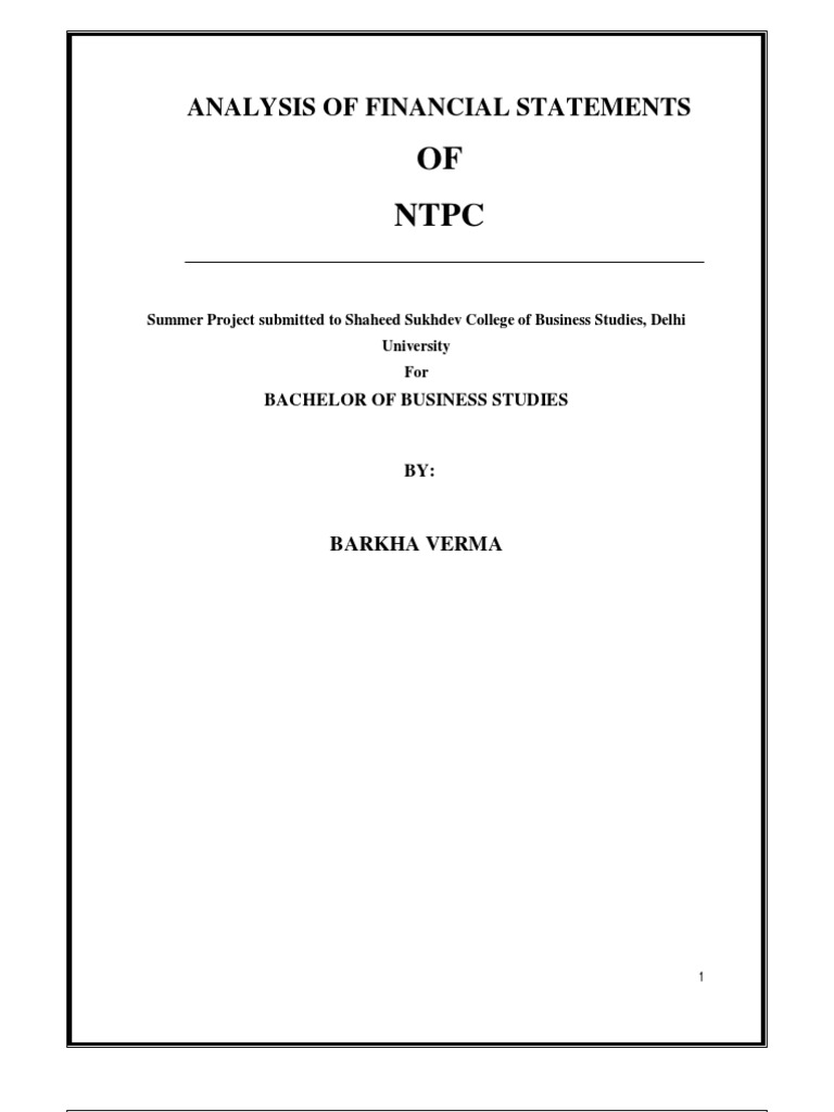 NTPC Internship Report | PDF | Equity (Finance) | Revenue