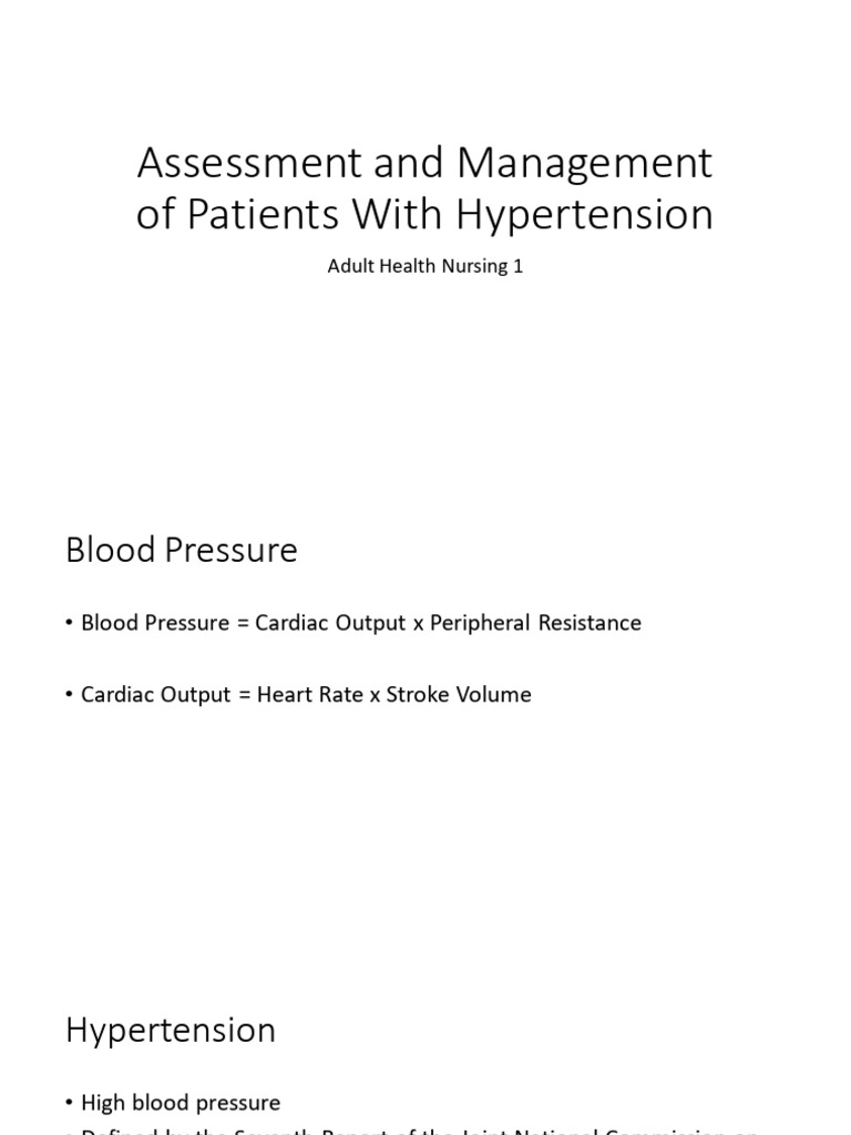 Management of Patient With Hypertension | PDF | Hypertension | Blood ...