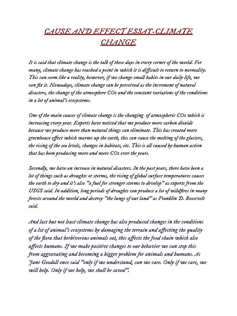 Climate Change Essay | PDF